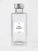 Samolepka na láhev OLEJ OLIVOVÝ – bílá, 5 x 5 cm, základní písmo