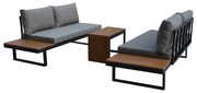 Zahradní set šedý textilen, hliník, šedá barva, polywood světle hnědá barva