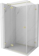Mexen Lunar T, sklápěcí sprchový kout levý 110 x 80 cm, 8mm čiré sklo, zlatý kartáčovaný - 834T-110-080-55-00-L