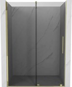 Mexen Velar, posuvné sprchové dveře do otvoru 130 cm, 8mm šedé sklo, zlatá lesklá, 871-130-000-41-50