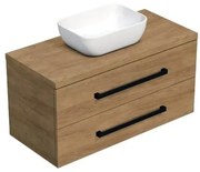 Koupelnová skříňka s černou úchytkou a krycí deskou SAT Cube Way 100x47,5x46 cm dub Hickory mat CUBE46C1003DHSAT45
