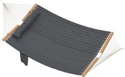Houpací síť Outdoor 200x140 cm, dvouvrstvá houpací síť s kapsou na zásobník na hlavu, dřevěné tyče do 200 kg