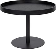 Černý kulatý konferenční stolek s deskou v dubovém dekoru ø 56 cm Yuri M – White Label