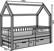 ADRK Furniture Postel Domek Artes II s matrací CH-ART-II-P-180-M