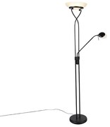Stojací lampa černá vč. LED a stmívače s lampou na čtení Dim to Warm - Empoli