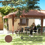 Outsunny Skládací Altán 3x6m Zahradní Stan s Pop-up Mechanismem a Tašku v Ceně - Epoxidovaný Ocel a Vysoce Hustý Oxford Hnědý | Aosom