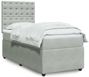 Box spring postel s matrací světle šedá 100x200 cm samet 3292274