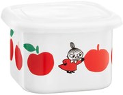 Dóza s víkem Moomin Joyful Apples 0,67l, smalt / bílo-červená