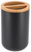 Koupelnový pohár na kartáčky Besson, černá/s dřevěnými prvky, 300 ml