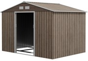 Outsunny kůlna na nářadí 4,9 m², zahradní kůlna s jednoplášťovou střechou, posuvné dveře, základy, 277 x 195 x 192 cm, pozinkovaná ocelová kůlna na n…