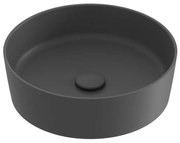 Ravak UNI - Umyvadlo na desku průměr 40 cm, bez přepadu, bez otvoru pro baterii, antracit XJX03140001
