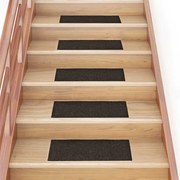Schodové rohože samolepicí 15 ks 60 x 25 cm tmavě hnědé obdélníkové 326919