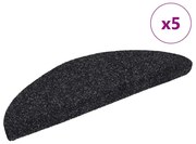 Schodové rohože samolepicí 5 ks 56 x 17 x 3 cm černé, půlkulaté 149678