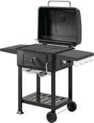 Gril na dřevěné uhlí BBQ udírna s víkem Teploměr výškově nastavitelná pánev na dřevěné uhlí Komín Grilovací rošt Boční stolek Popelník