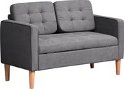 HOMCOM Dvoudílná Pohovka, Gauč se Skladem, Dřevěné Nohy, Polstrovaná Pohovka s Vzhledem Kašmíru pro Obývací Pokoj, Ložnici, 117 x 62 x 78 cm, Šedá | A