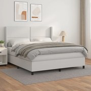 Box spring postel s matrací bílá 180x200 cm umělá kůže
