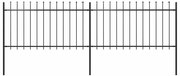 Zahradní plot s kopím nahoře ocelový 337 x 100 cm černý 277612