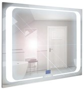 Comodo Zrcadlo závěsné s pískovaným motivem a LED osvětlením Nikoletta LED 4 Typ: dotykový vypínač a digitální display s hodinami, Rozměry (cm): 80x65 - (Nikoletta LED 4/80)