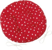 Bellatex Sedák Adéla prošívaný kulatý průměr 40 cm Srdíčka Červená,Bílá