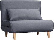 HOMCOM Jednolůžková rozkládací pohovka s nastavitelným opěradlem Nordic Skandinávská 25D pěna domácký len imitace borovice šedá 94 x 78 x 80 cm | Aoso