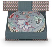 Pip Studio Flower Festival Oriental sada 4 ks talířů Ø17cm, modrá (Luxusní dárkové balení 4 kusů talířů)