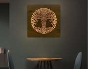 Li-Go "Keltský strom života" světelný obraz s baterií 62x62cm varianta ovládání: ovládání na obraze včetně dálkového ovladače, provedení povrchu: ořech