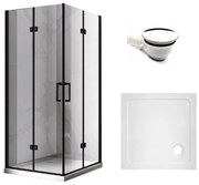 BPS-koupelny Čtvercový sprchový kout HYD-SK08B 80x80 černá/transparent + vanička HYD-SSV-ST02A bílá