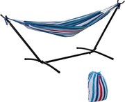 Houpací síť Outsunny s nosným stojanem 310x117 cm - kempinková houpací síť s přenosnou taškou, nastavitelná výška, nosnost 120 kg pro terasu a zahradu