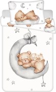 Bílé bavlněné dětské povlečení do postýlky 100x135 cm Teddy Bear "Ribbon" – Jerry Fabrics