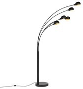 Designová stojací lampa černá 5-světlo - Sixties Marmo