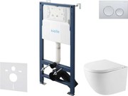 kielle Genesis New - Set předstěnové instalace, kompaktního klozetu Oudee, Vortex Rimless+, sedátka softclose a tlačítka Gemini New I, lesklý chrom 30528SS38