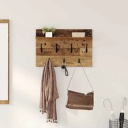 věšák, nástěnný, 1 prkno, háčky, kompozitní dřevo, 40x60x12 cm, staré dřevo, Dekorino TK20260017