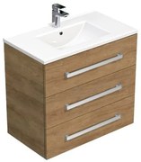 Koupelnová skříňka s umyvadlem SAT Cube Way 80x76,5x46 cm dub Hickory CUBE46803DHMOD