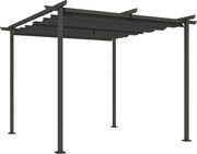 zahradní pergola 3 x 3 m s nastavitelnou střechou, kovový rám, ochrana UPF30+, sluneční stříška na verandu, terasu, tmavě šedá barva