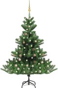 Umělý vánoční stromek normandská jedle LED a koule zelený 150cm 3077645