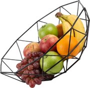 Camerazar Nízký kovový organizér na misku na ovoce s geometrickým vzorem v černé barvě