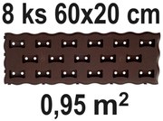 PROSPERPLAST Záhonový chodník 60x20cm, 8ks, hnědý