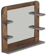 furniture-nabytek.cz - Masivní koupelnové zrcadlo Dingora z recyklované borovice, lakované, přírodní/šedá – 67×55 cm