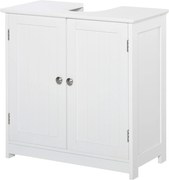 Kleankin koupelnová skříňka - skříňka pod umyvadlo - dvoudvéřová skříň s policí - 60 Š x 30 H x 60 V cm - bílý dřevo | Aosom