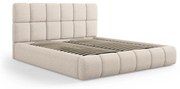 Béžová čalouněná dvoulůžková postel s úložným prostorem s roštem 200x200 cm Bellis – Micadoni Home