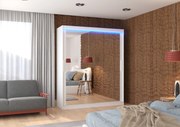 ADRK Furniture Posuvná skříň se zrcadlem a LED osvětlením ETTORE 180 SW-ETT-W-180+L-V281