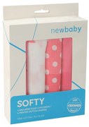 Látkové bavlněné pleny New Baby Softy s potiskem 70 x 70 cm 4 ks růžovo-bílé