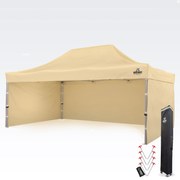 BRIMO Zahradní nůžkový stan 4x6 m Premium (Alu) s 3 stěnami – Rychlorozkládací - s 3 stěnami - Béžová P. Alu
