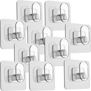 Camerazar Samolepicí průhledné nástěnné háčky 6,5 × 6,5 cm – sada 10 kusů