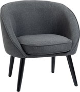 HOMCOM lounge křeslo koktejlové čalouněné křeslo kancelářské křeslo křeslo do obývacího pokoje křeslo do jídelny moderní s lněným vzhledem dřevo šedé…