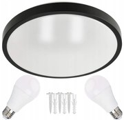 BERGE Kulaté černé přisazené stropní svítidlo N/T 2x E27 + 2x LED žárovka