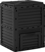 Outsunny kompostér s kapacitou 300L pro výrobu zahradního hnojiva s 48 otvory, 60,5x60,5x81,5 cm, černý | Aosom