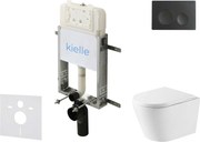 kielle Genesis New - Set předstěnové instalace, klozetu Nefia, Vortex Rimless+, sedátka softclose a tlačítka Gemini New I, matná černá 30528SZ48