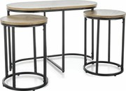 Konferenční stolek TWIXE s příručními stolky 75x40 cm, černý/dekor dub artisan
