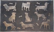Gumová rohožka 9 psů, 75 x 45 cm – s bronzovou patinou, do domu a na terasu, odolná, pro milovníky psů